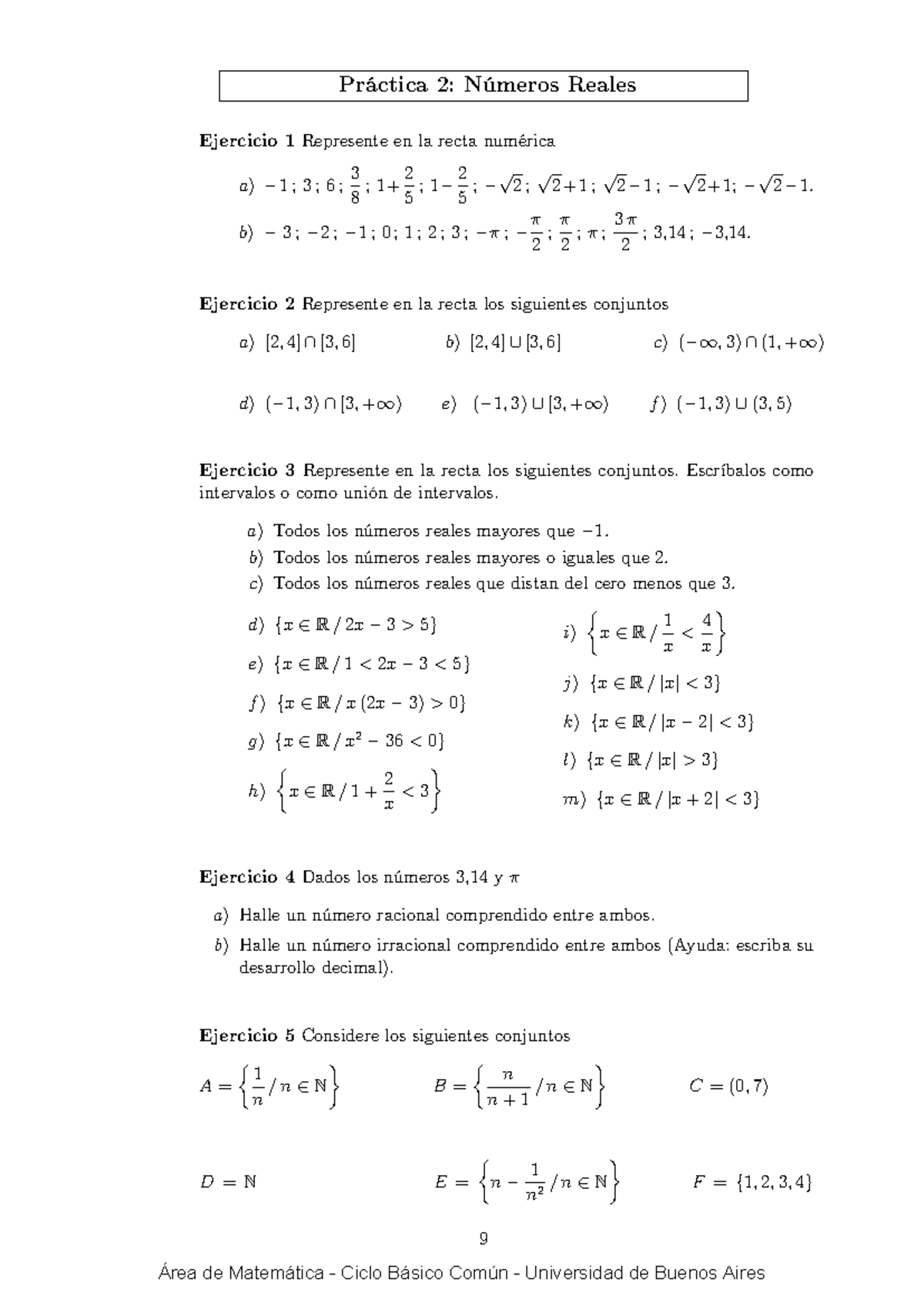 Práctica 2: Números Reales - Ejercicios de Matemáticas UBA - Studocu
