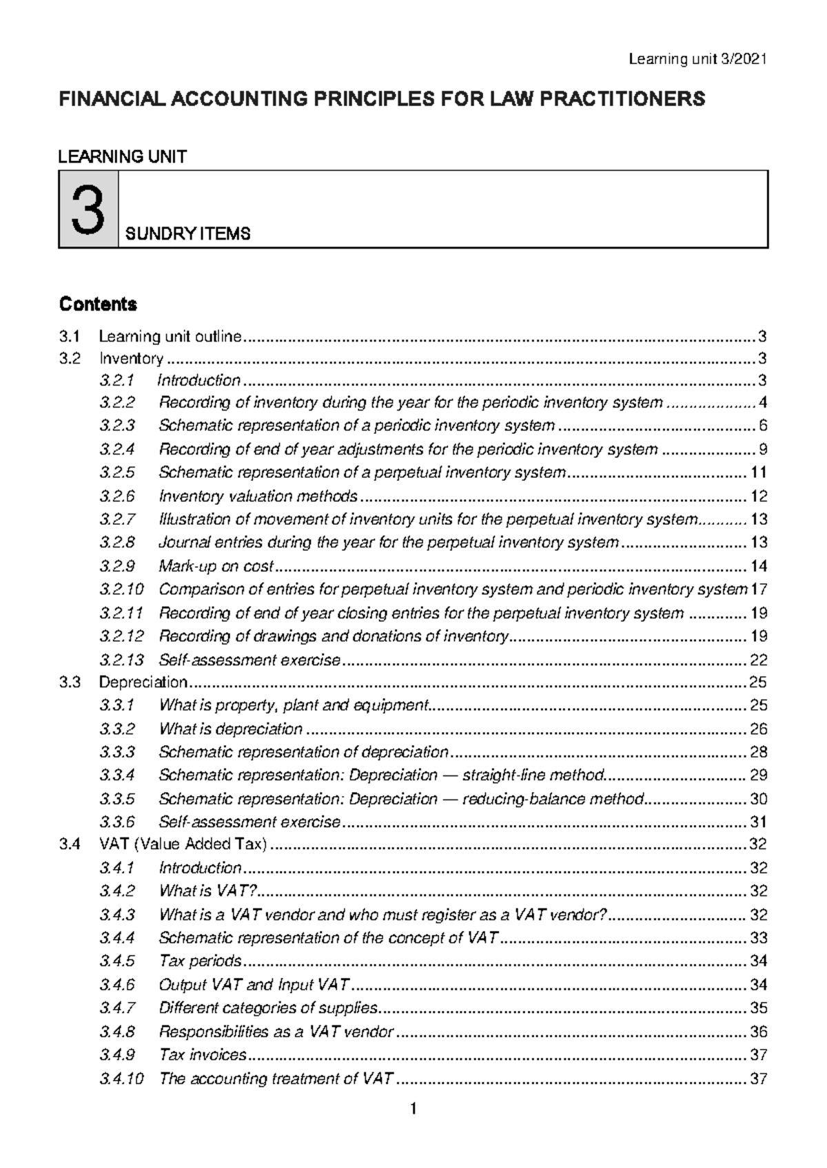 FAC1503 2021 Learning unit 3 - FINANCIAL ACCOUNTING PRINCIPLES FOR LAW PRACTITIONERS SUNDRY ...
