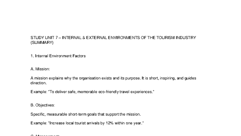 Study Unit 7 Internal External Environment Summary - STUDY UNIT 7 ...