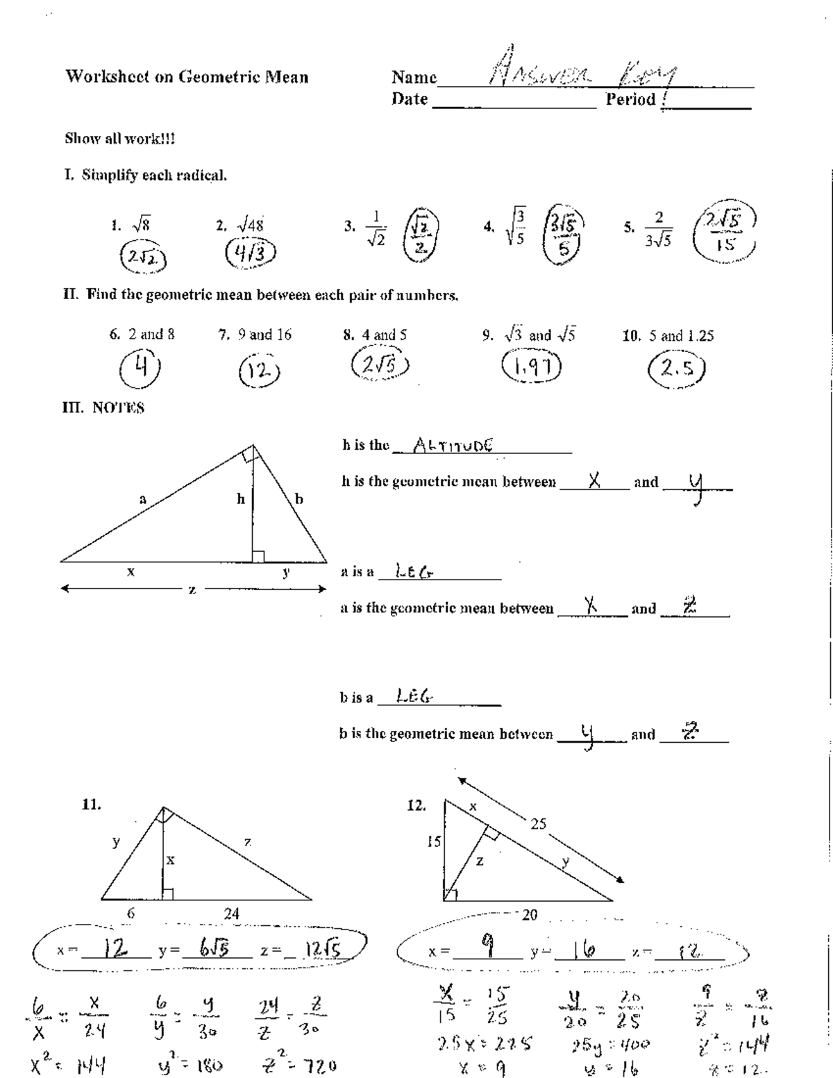 Geometric Mean Practice Worksheet for Math Course - Studocu