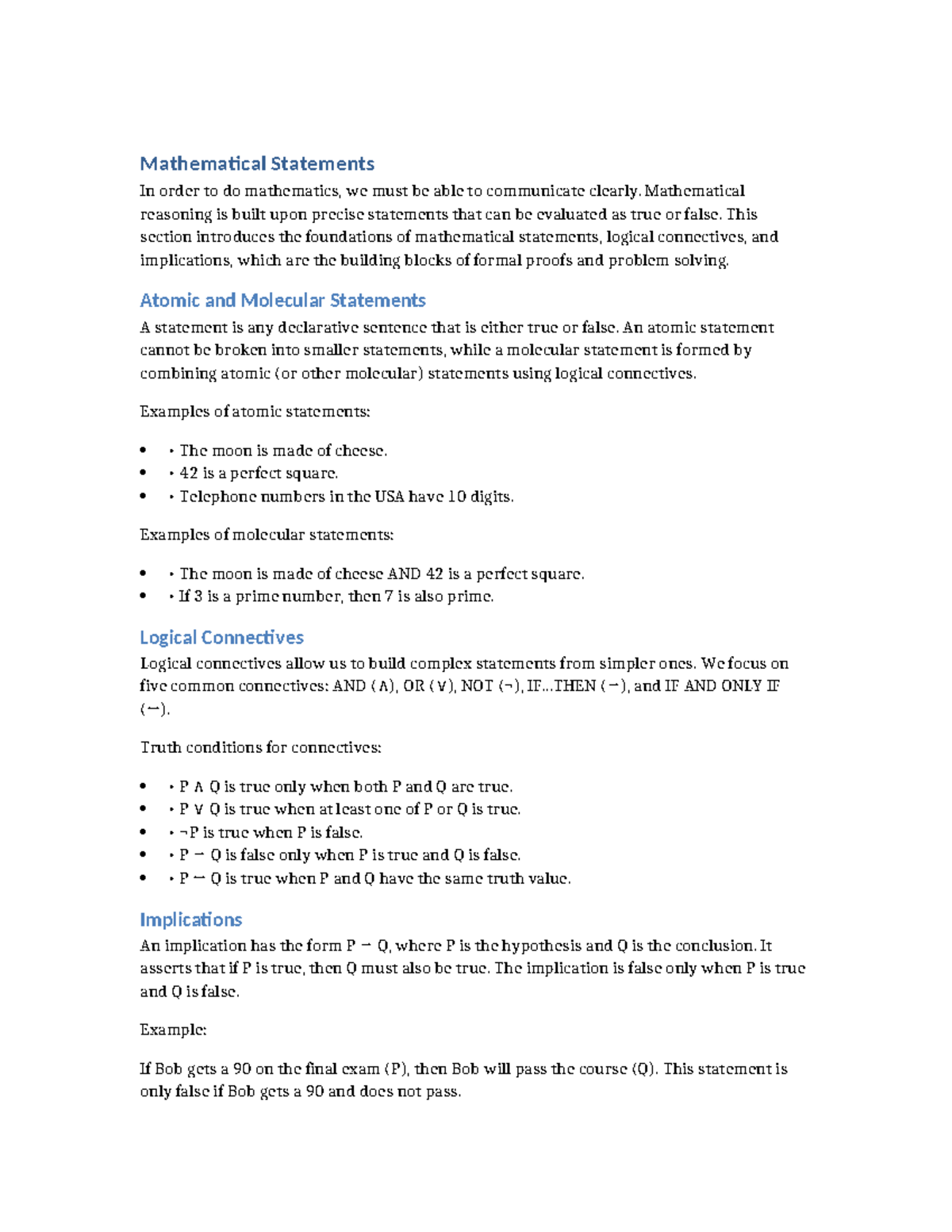 Lesson 1: Foundations of Mathematical Statements and Logic - Studocu