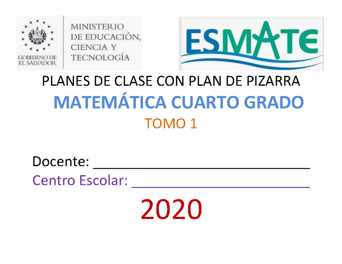 Planes 4° grado Tomo 1 - uso didactico - PLANES DE CLASE CON PLAN DE PIZARRA MATEMÁTICA CUARTO ...
