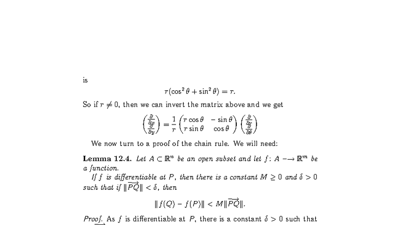 MIT 18.022F: Chain Rule Proof and Matrix Inversion Analysis - Studocu