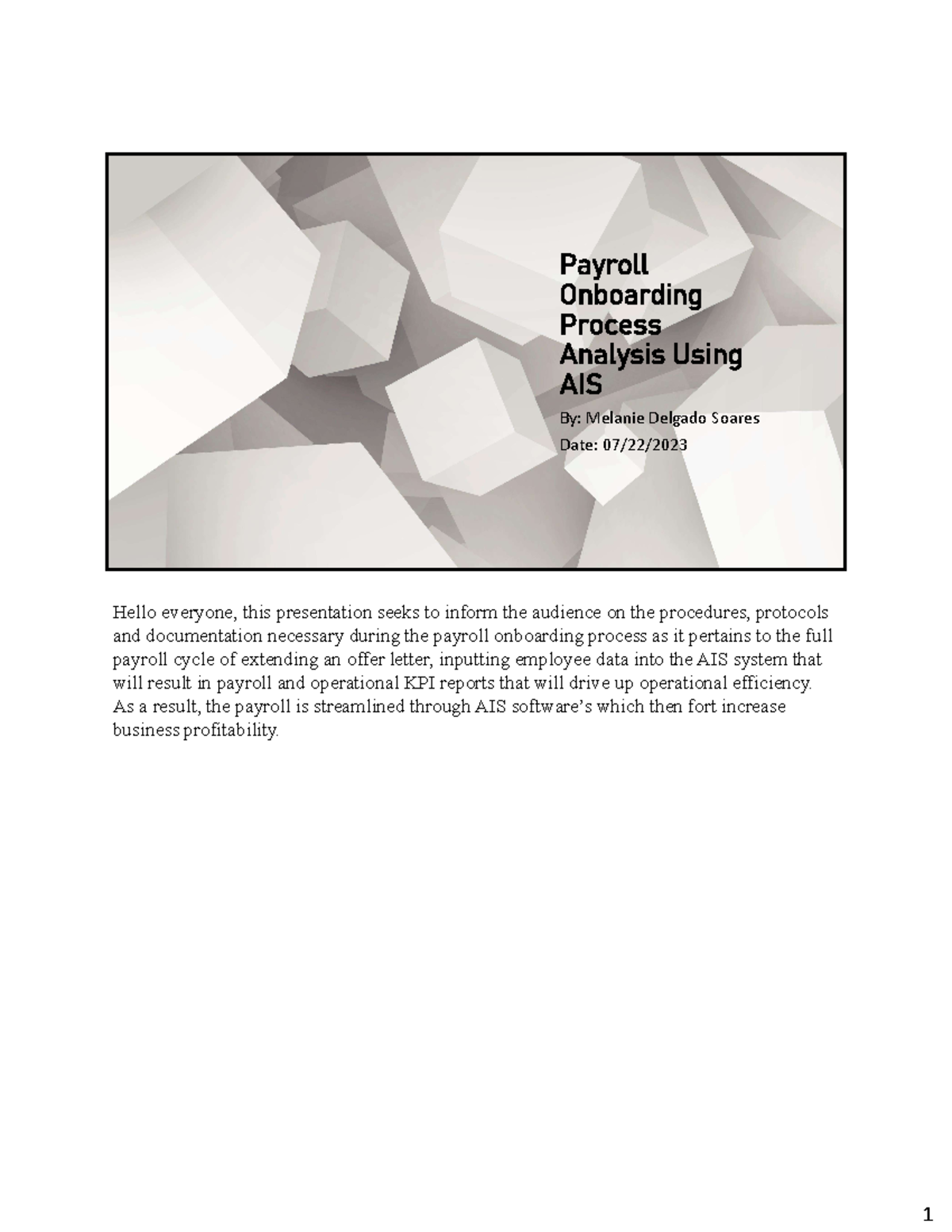 AIS-Project 1-Finalized- Payroll Onboarding Process Overview - Studocu