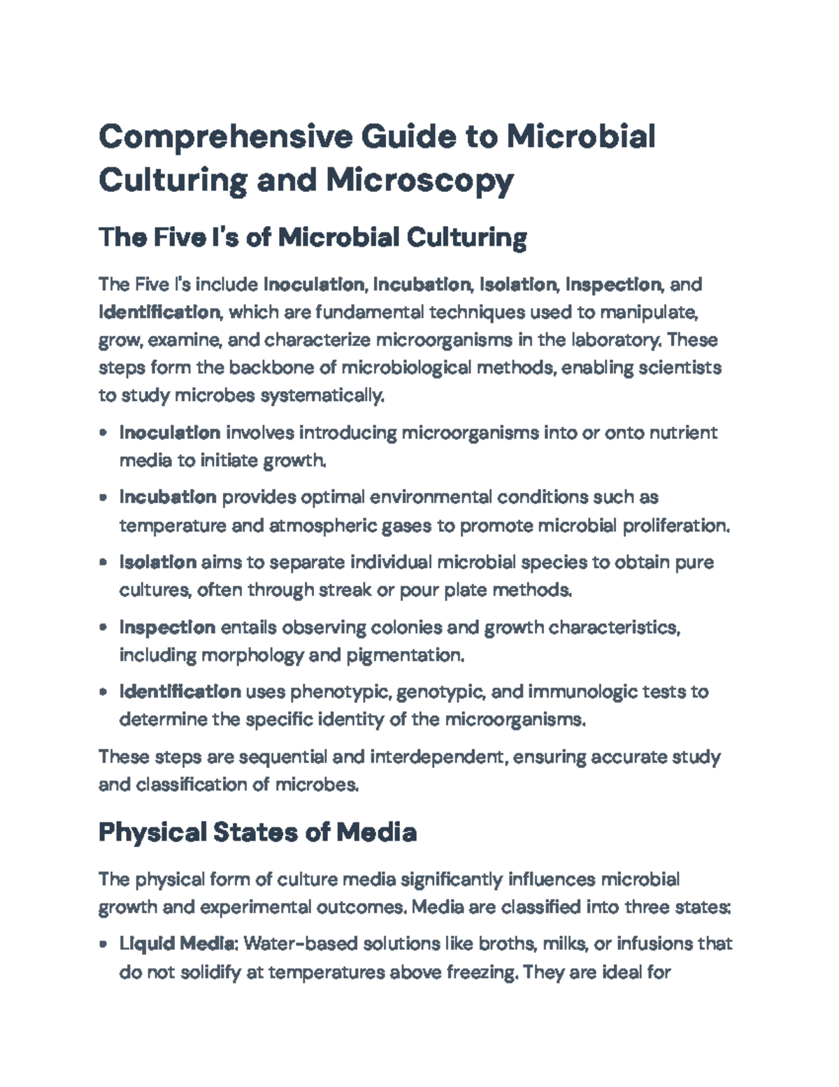 Comprehensive Guide to Microbial Culturing & Microscopy Techniques - Studocu