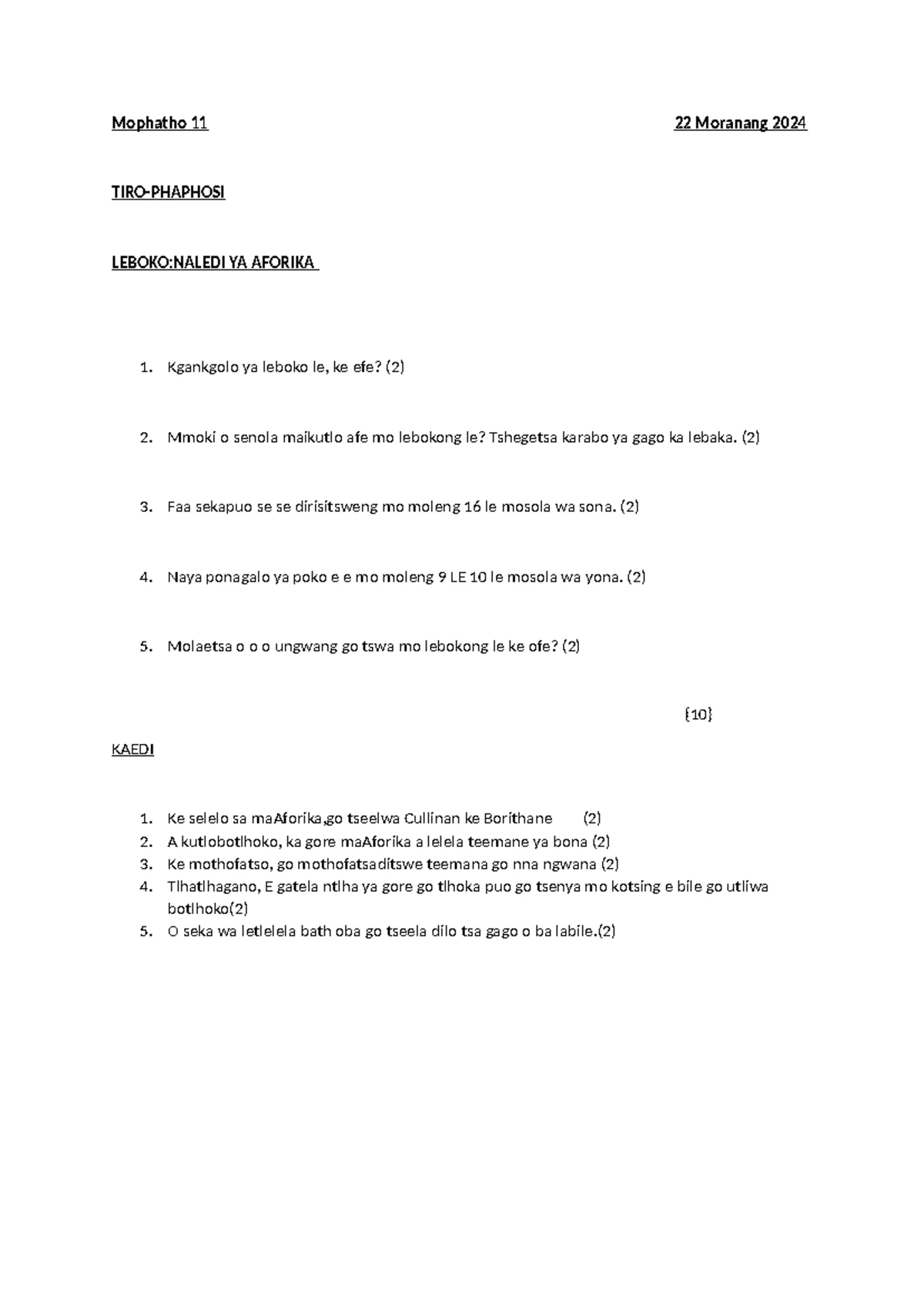 Setswana Language Starter Pack: Essentials for New Learners - Studocu