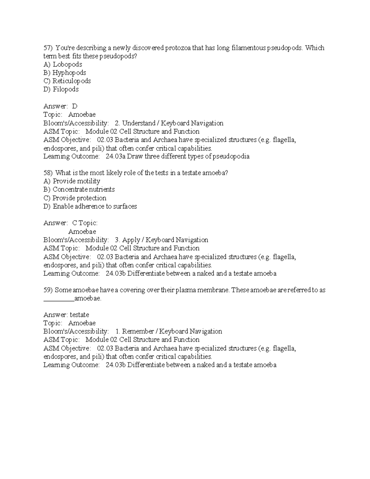 Test Bank for Prescott's Microbiology 12th Ed. (711) - Amoebae Topics ...