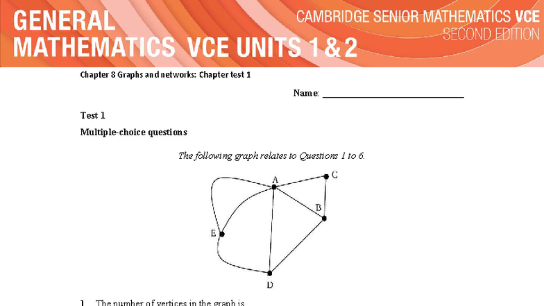 Chapter 8 Graphs and Networks: Test 1 Questions & Notes - Studocu