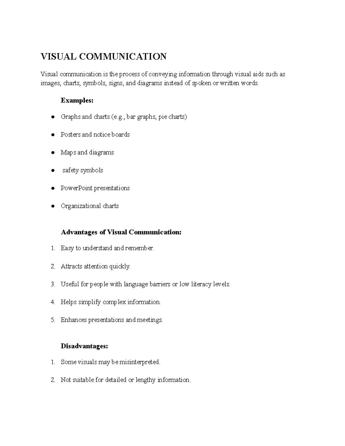 COMM 101: Visual & Non-Verbal Communication Lessons - Studocu