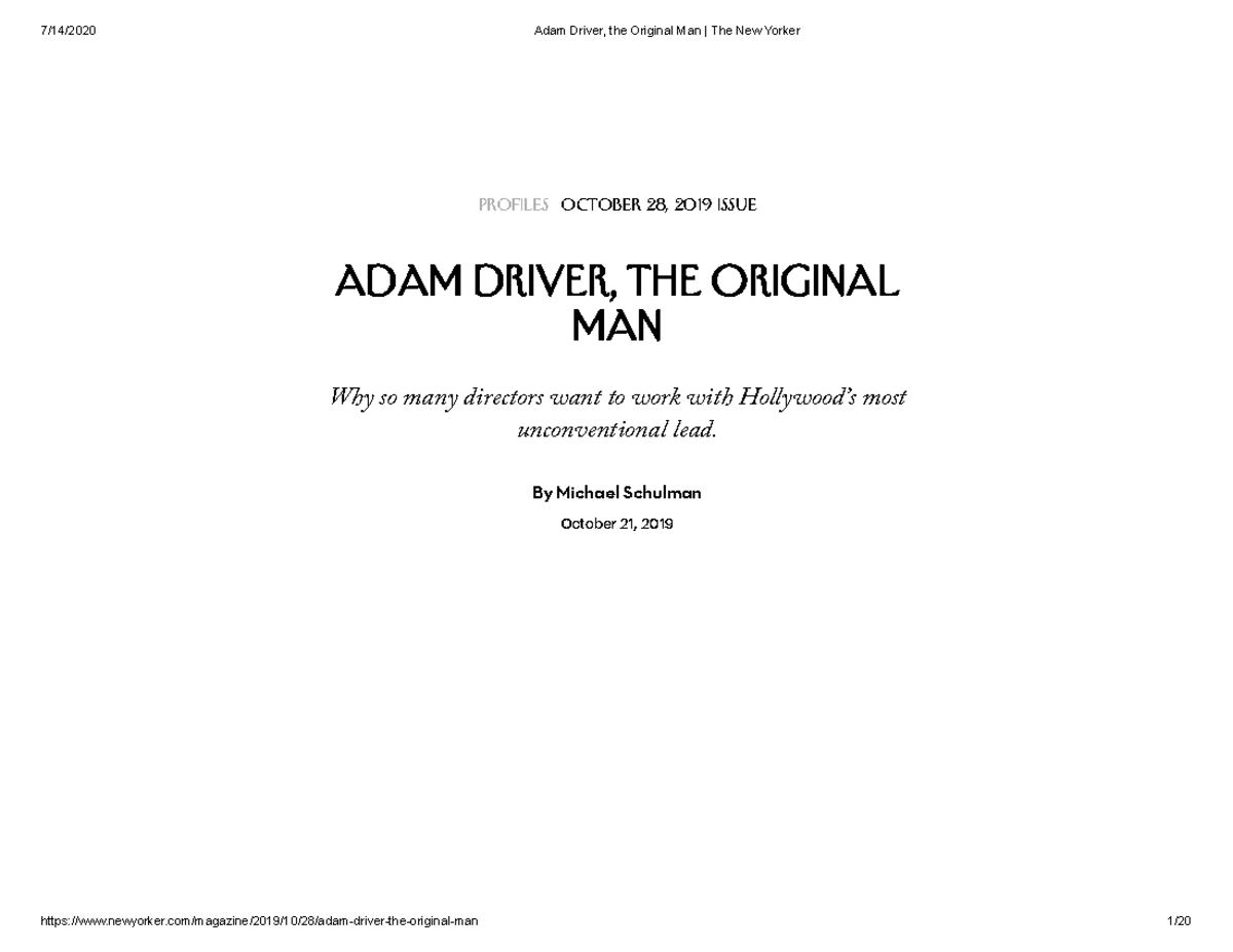 Adam Driver: A Profile on Hollywood’s Unconventional Leading Man ...