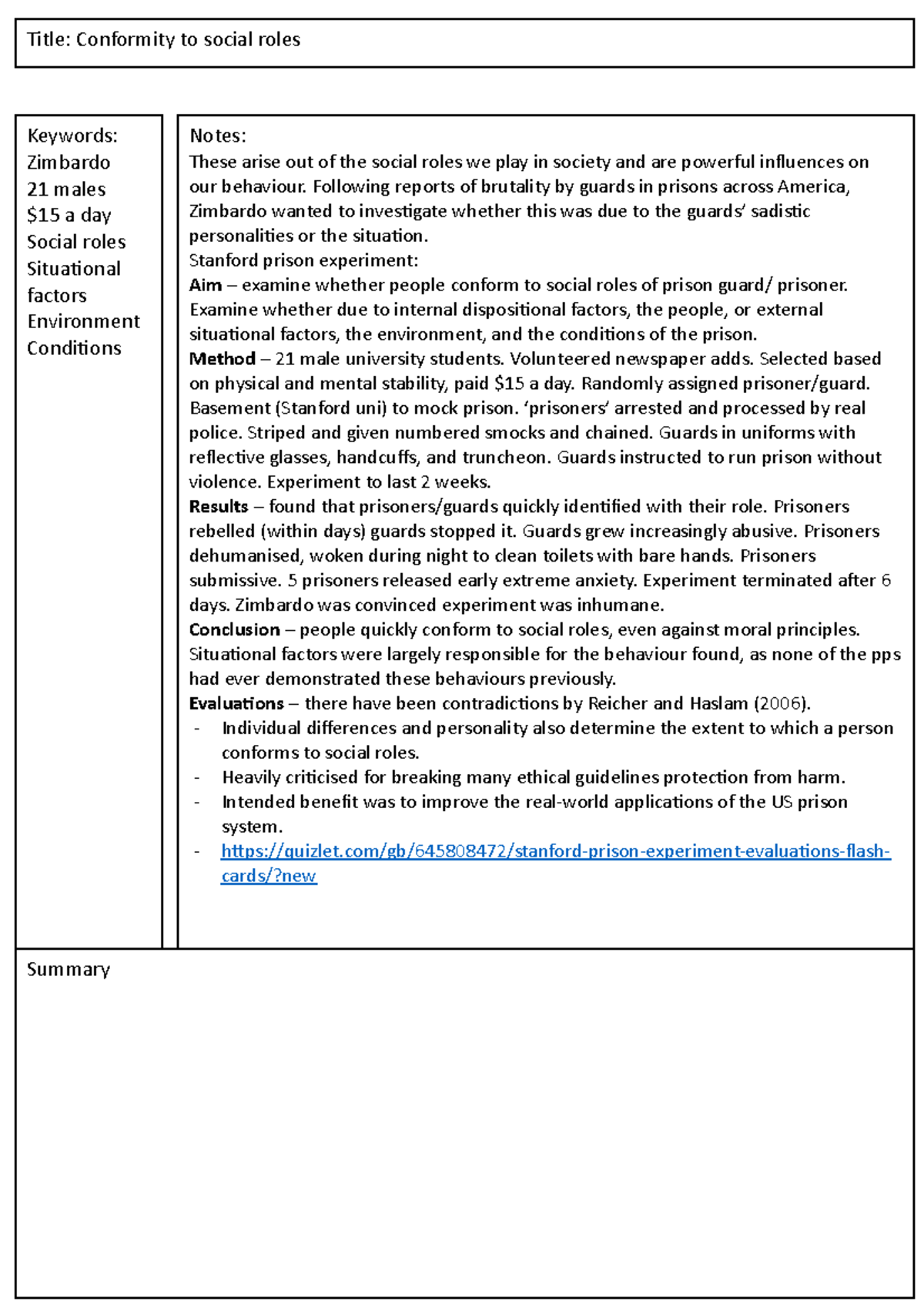 Conformity to social roles - psychology lesson work - Keywords ...