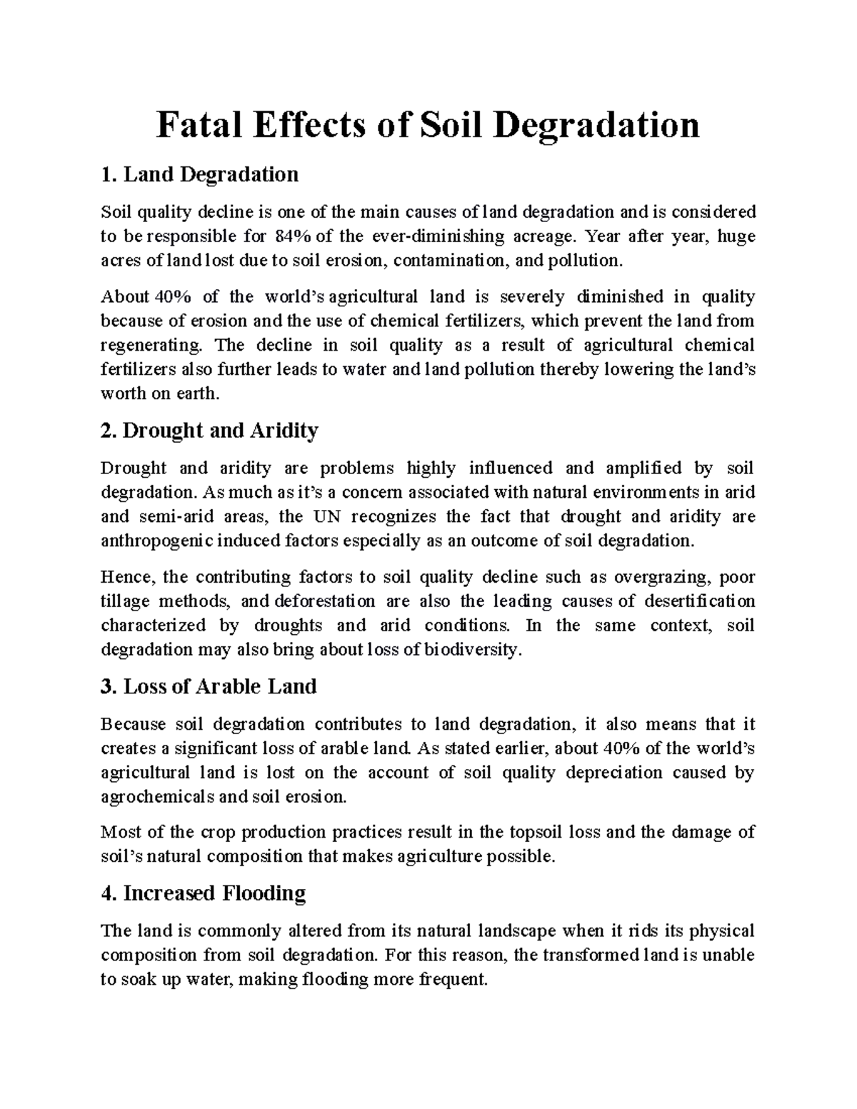 Fatal Effects of Soil Degradation - Land Degradation Soil quality ...