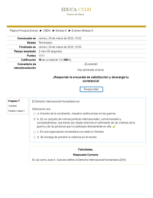 Examen Módulo 4 CNDH Cso Basico - EDUCA CNDH Cursos en línea Página Principal (home) CBDH Módulo ...