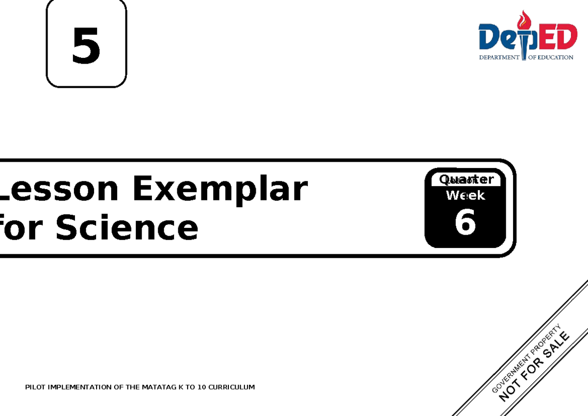 Q1 LE Science 5 Week 6: Lesson Exemplars for MATATAG Curriculum - Studocu