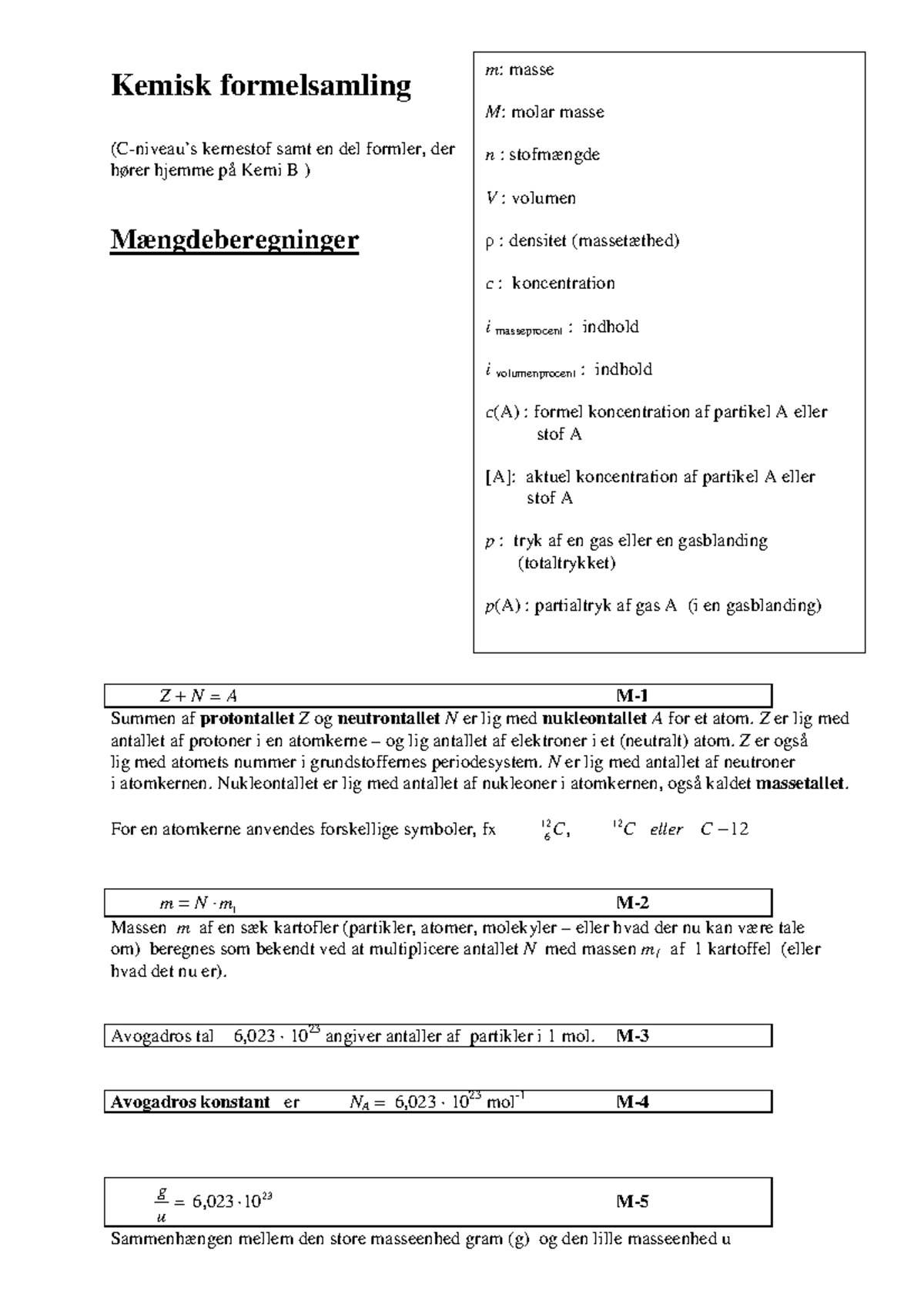 Formelsamling kemi C kort ver - Kemisk formelsamling (C-niveau’s ...