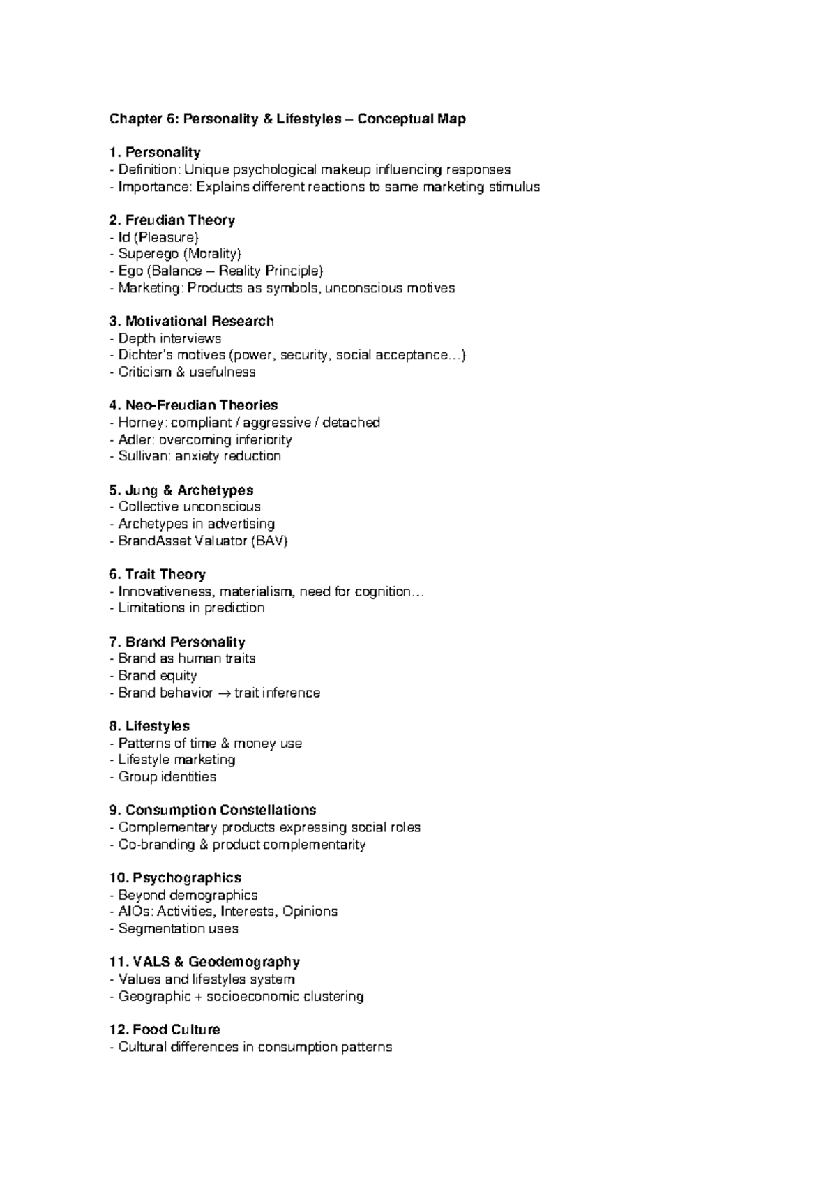 Chapter 6: Personality & Lifestyles Concept Map Summary - Studocu