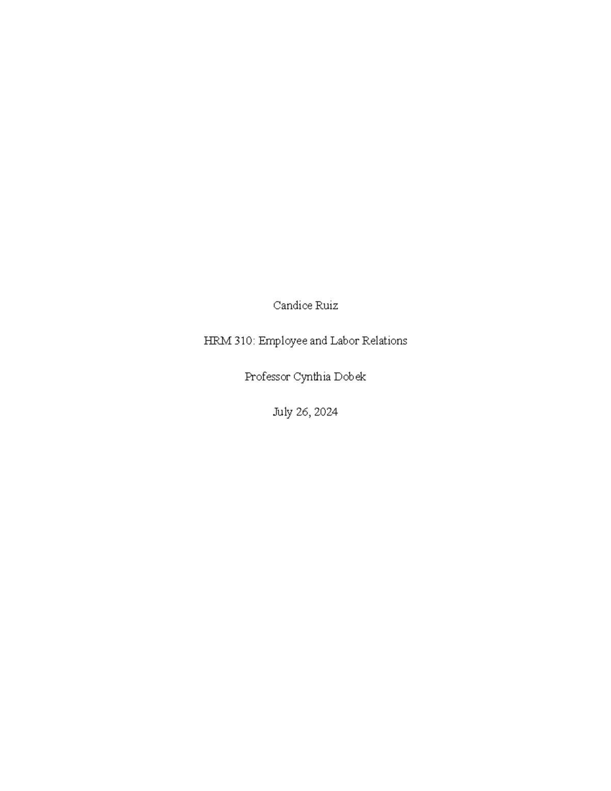 HRM 310: 4-1 Assignment on Employee Pay & Promotion Inquiries - Studocu