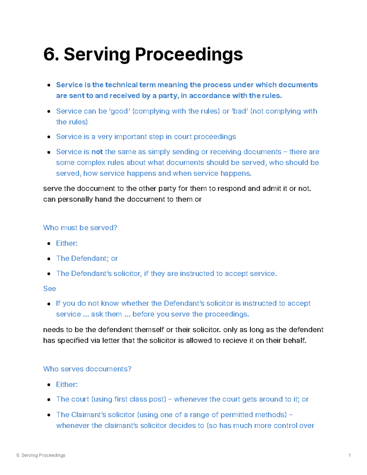 6. Serving Proceedings: Understanding the Process and Rules - Studocu