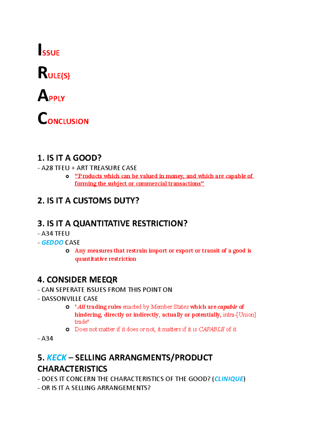 IRAC Structure for EU Law Problem Questions: A Guide - Studocu