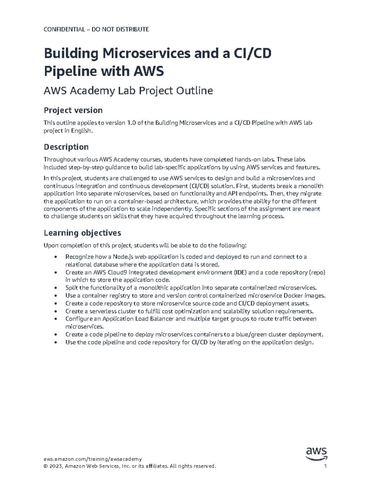 AWS Academy Lab Project: Microservices & CICD Pipeline Builder Outline - Studocu
