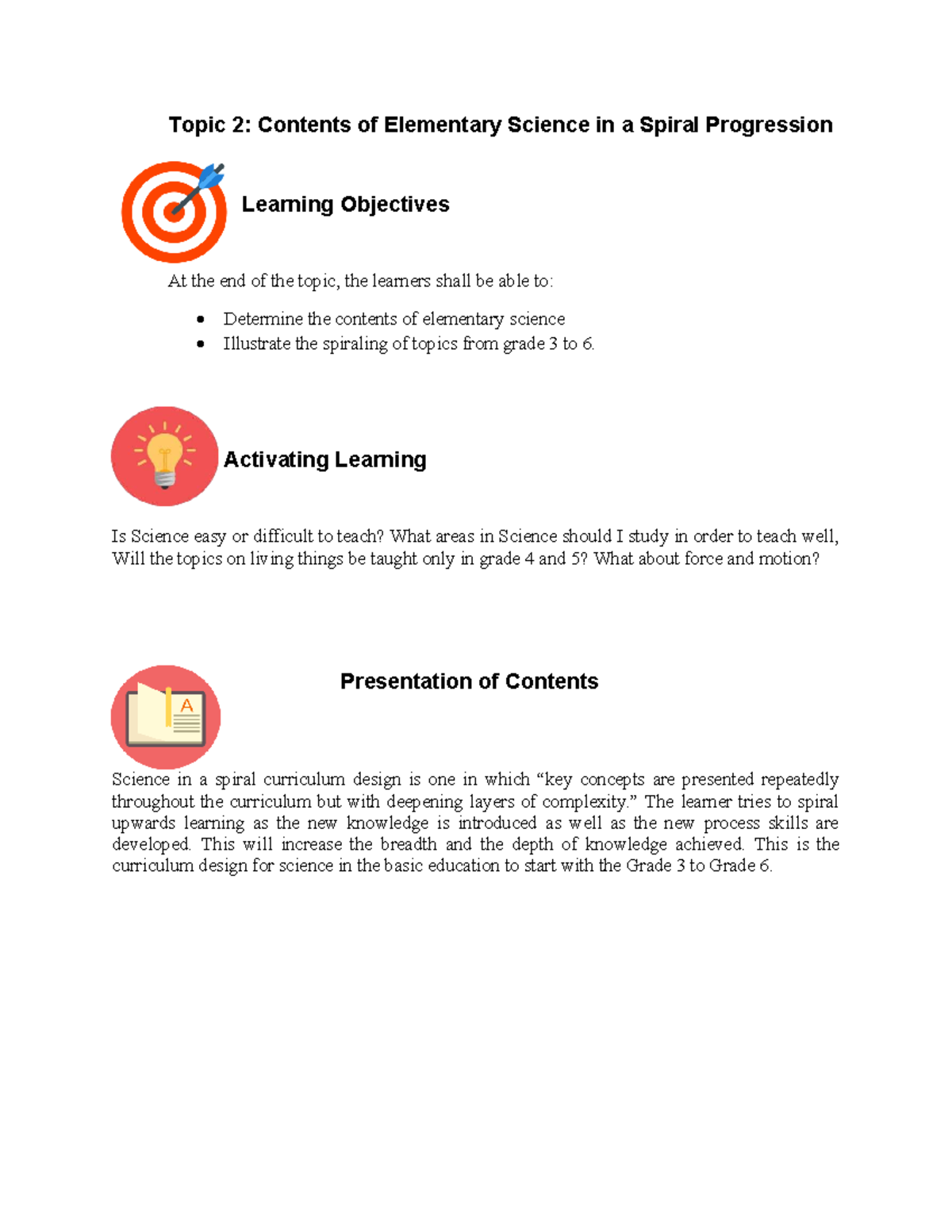 02 EEd-101 - Spiral Progression in Elementary Science Curriculum - Studocu
