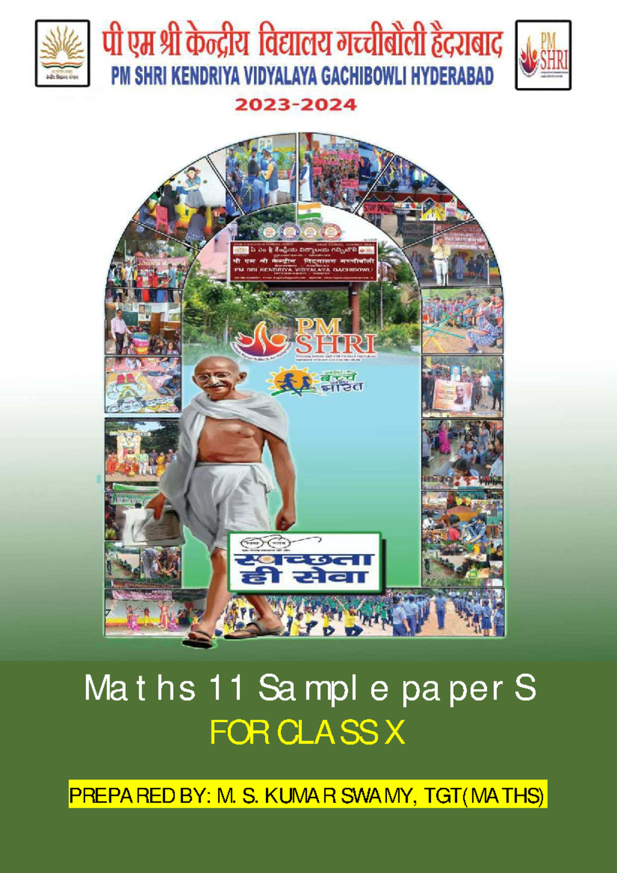 PM Shri KV Gachibowli Maths Class X Sample Papers for Practice - Studocu