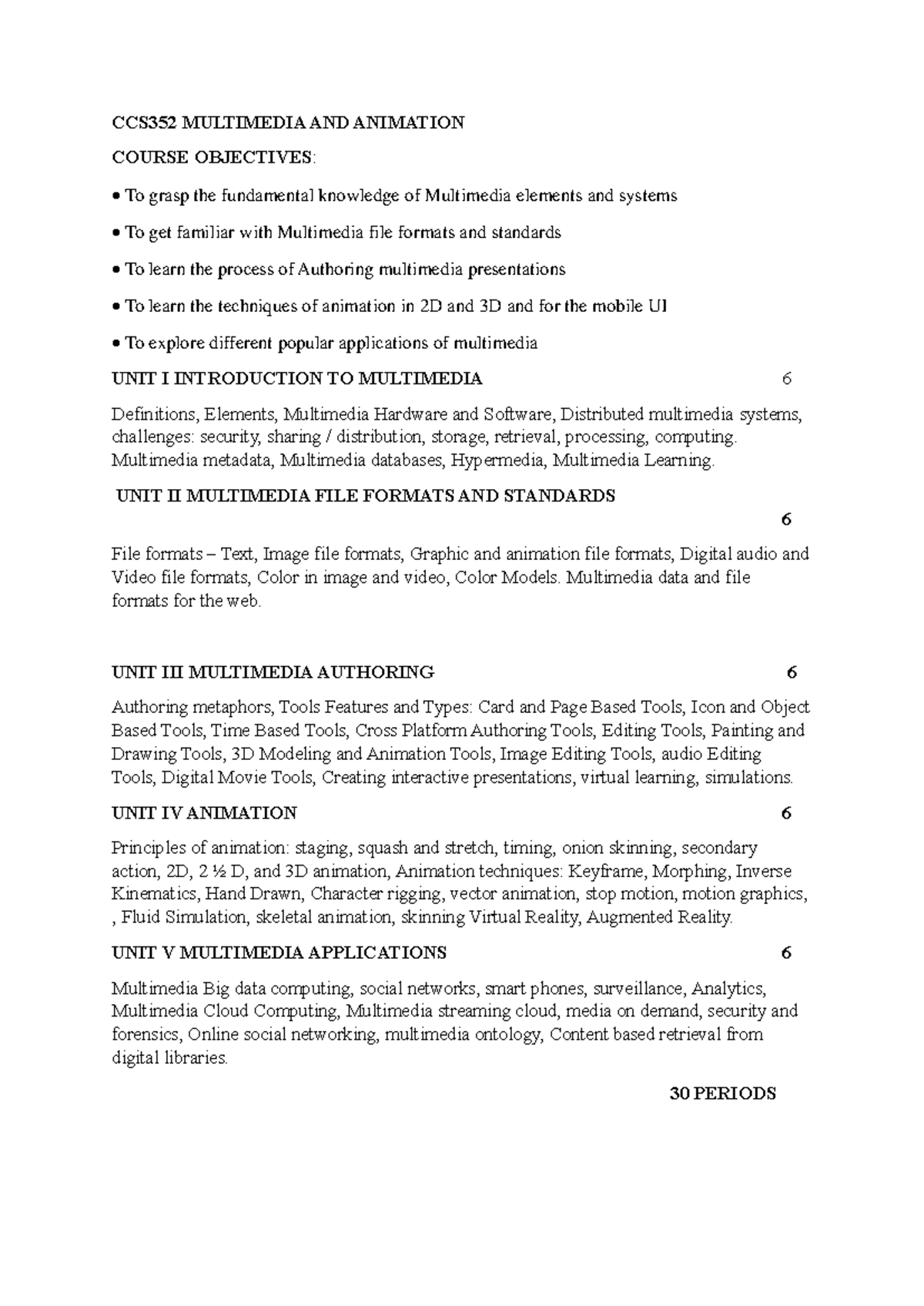 CCS352 Multimedia & Animation Course Overview and Objectives - Studocu