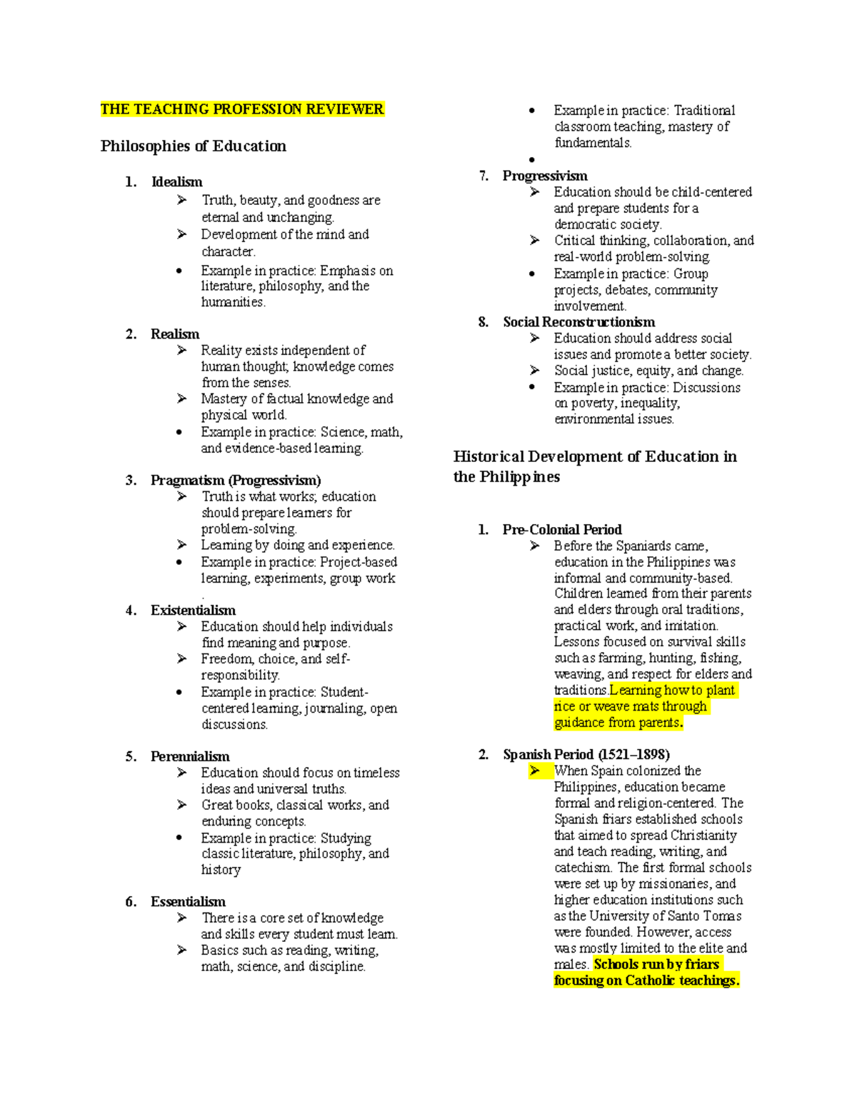 TTP- Teaching Profession Reviewer: Philosophies & Historical ...