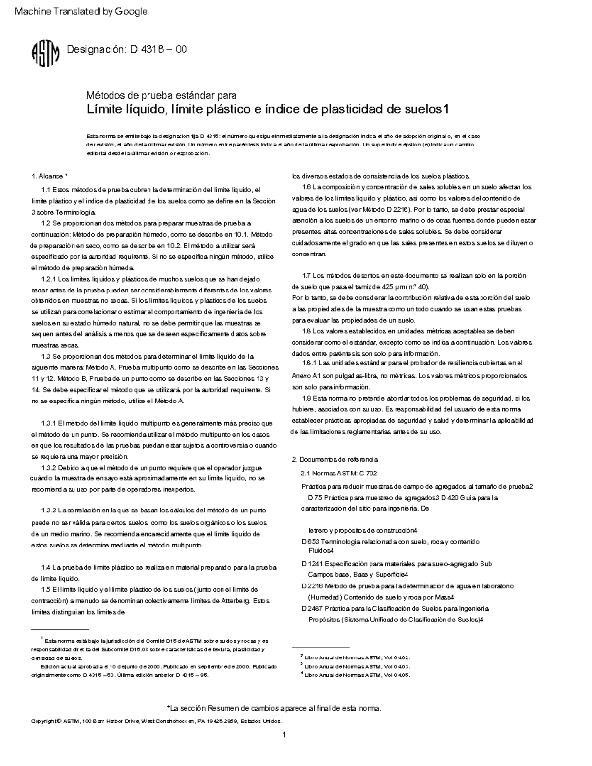 ASTM D4318 Limite Liquido, Plastico DE LOS Suelos - Libro Anual de ...