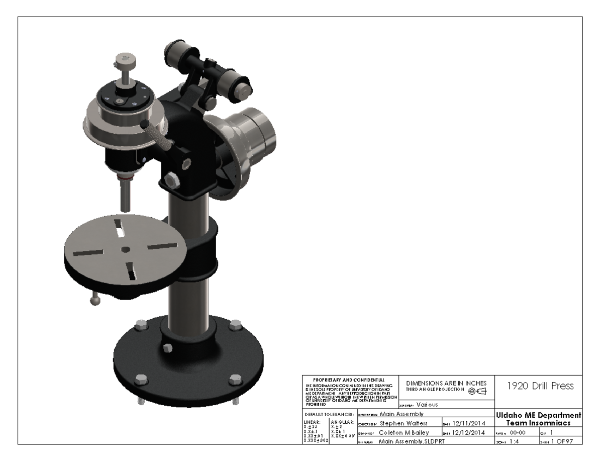 Drilling Machine Drawing Package - ME 1920 Series Components - Studocu
