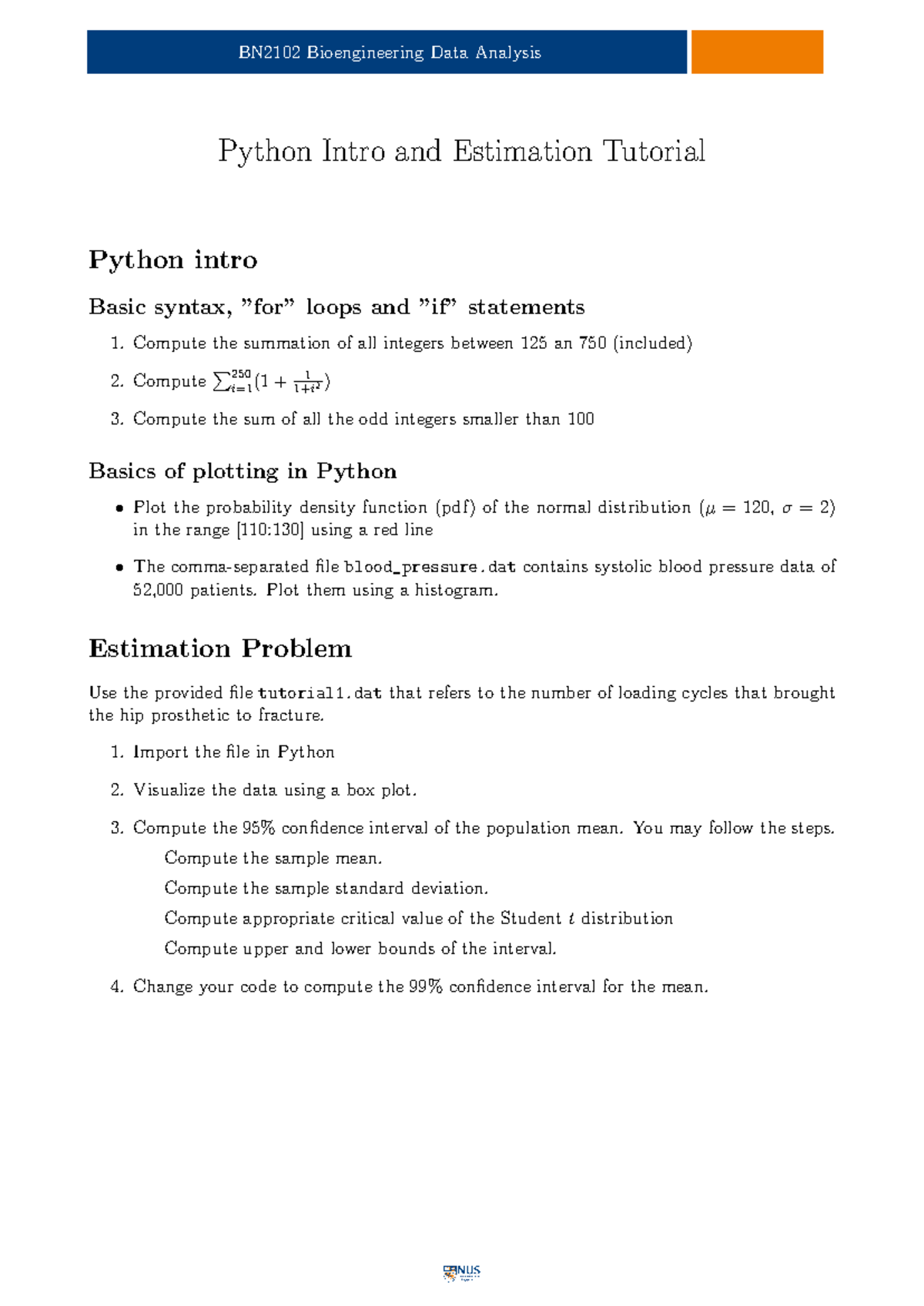 BN2102 Estimation and Python Data Analysis Tutorial - Studocu