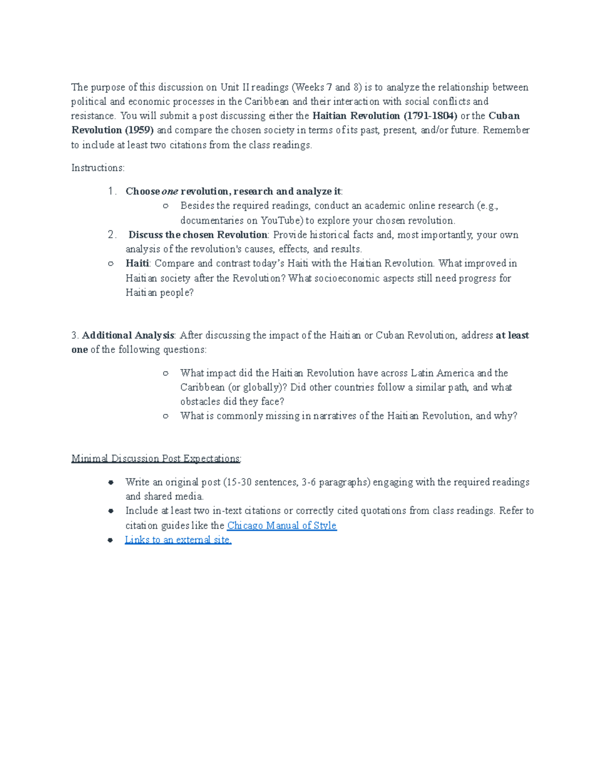 Unit II Discussion: Analyzing the Haitian & Cuban Revolutions - Studocu