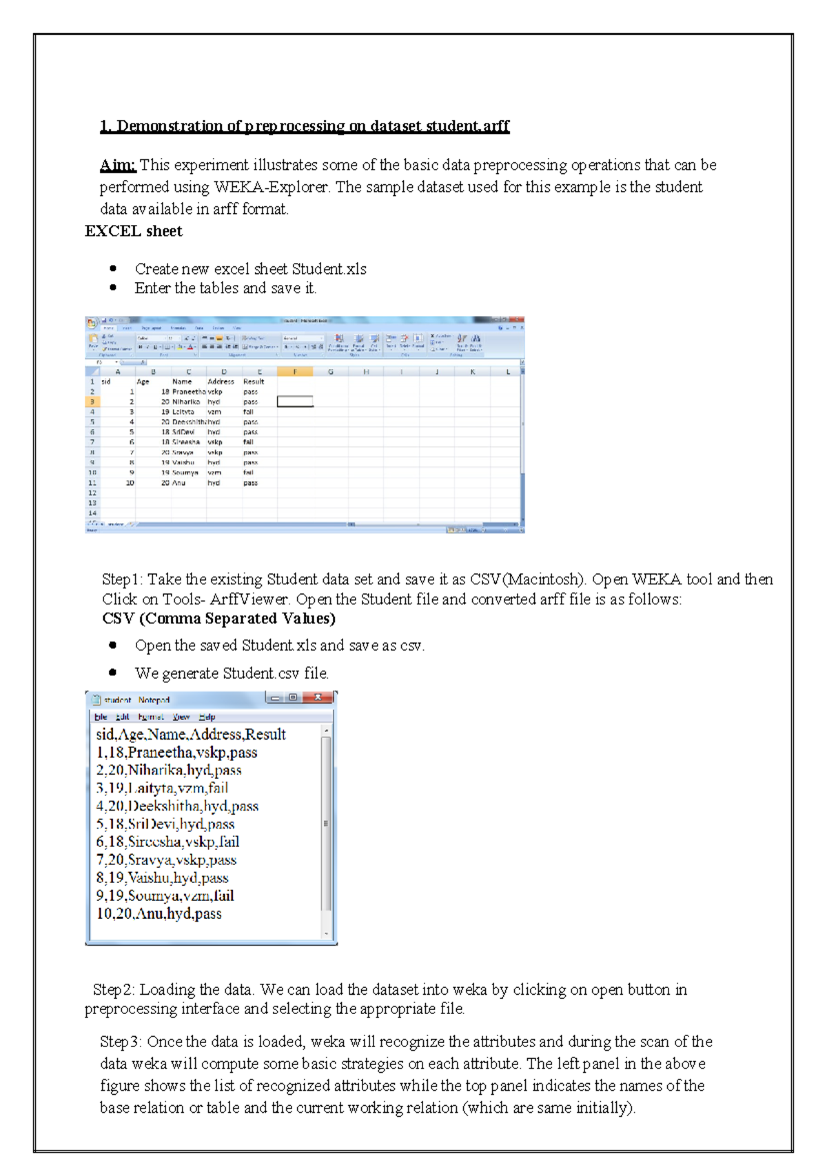 Dm-lab-1 - Data Preprocessing in WEKA using Student.arff Dataset - Studocu
