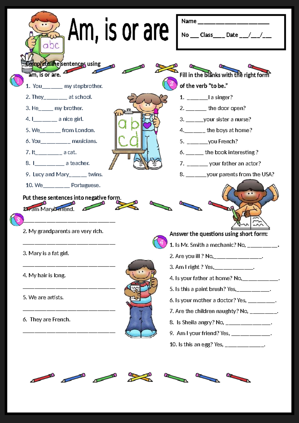 Present Simple "To Be" Activities & Games (47797) - Studocu