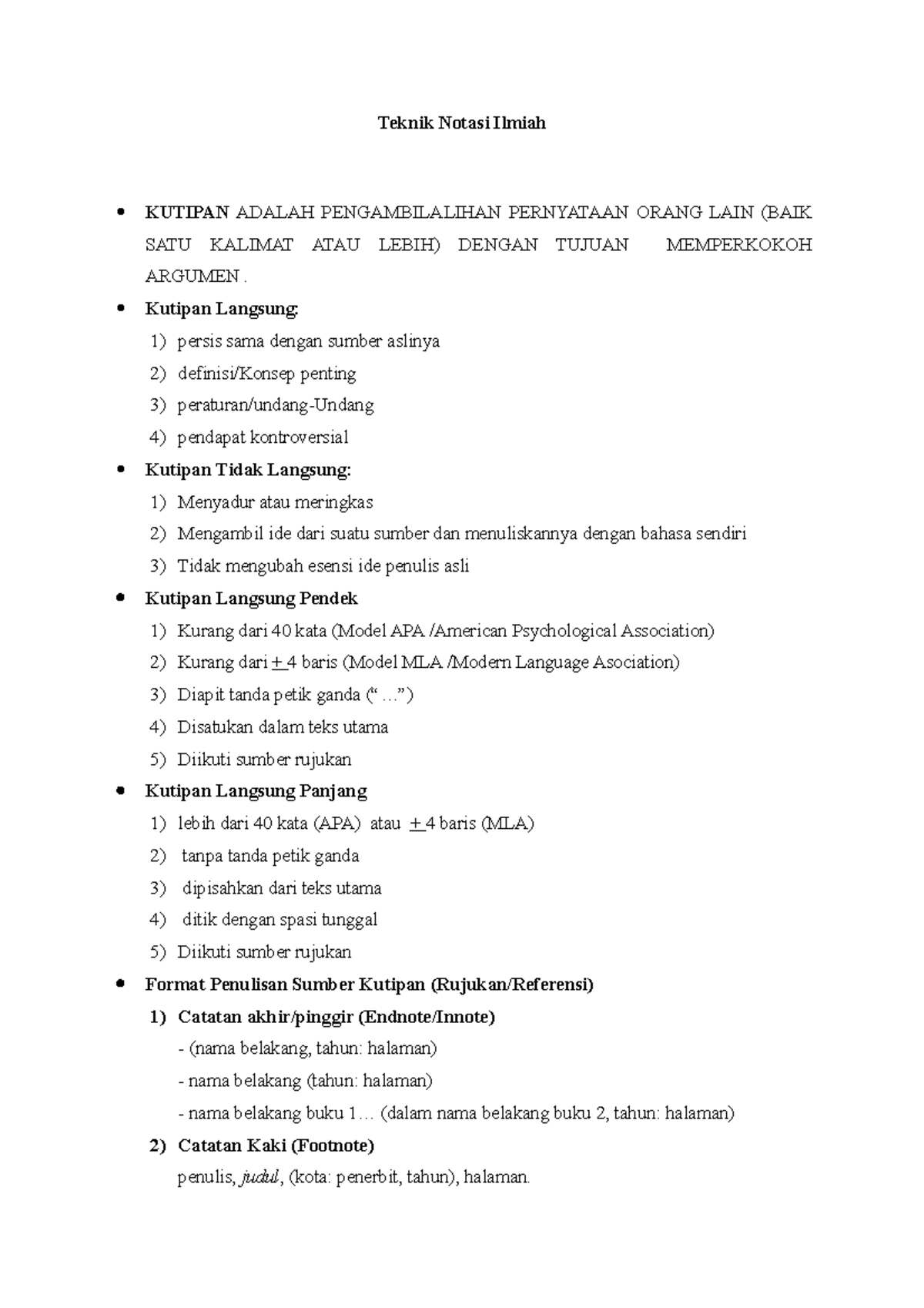 Teknik Notasi Ilmiah: Panduan Mengutip dan Referensi dalam Penulisan ...