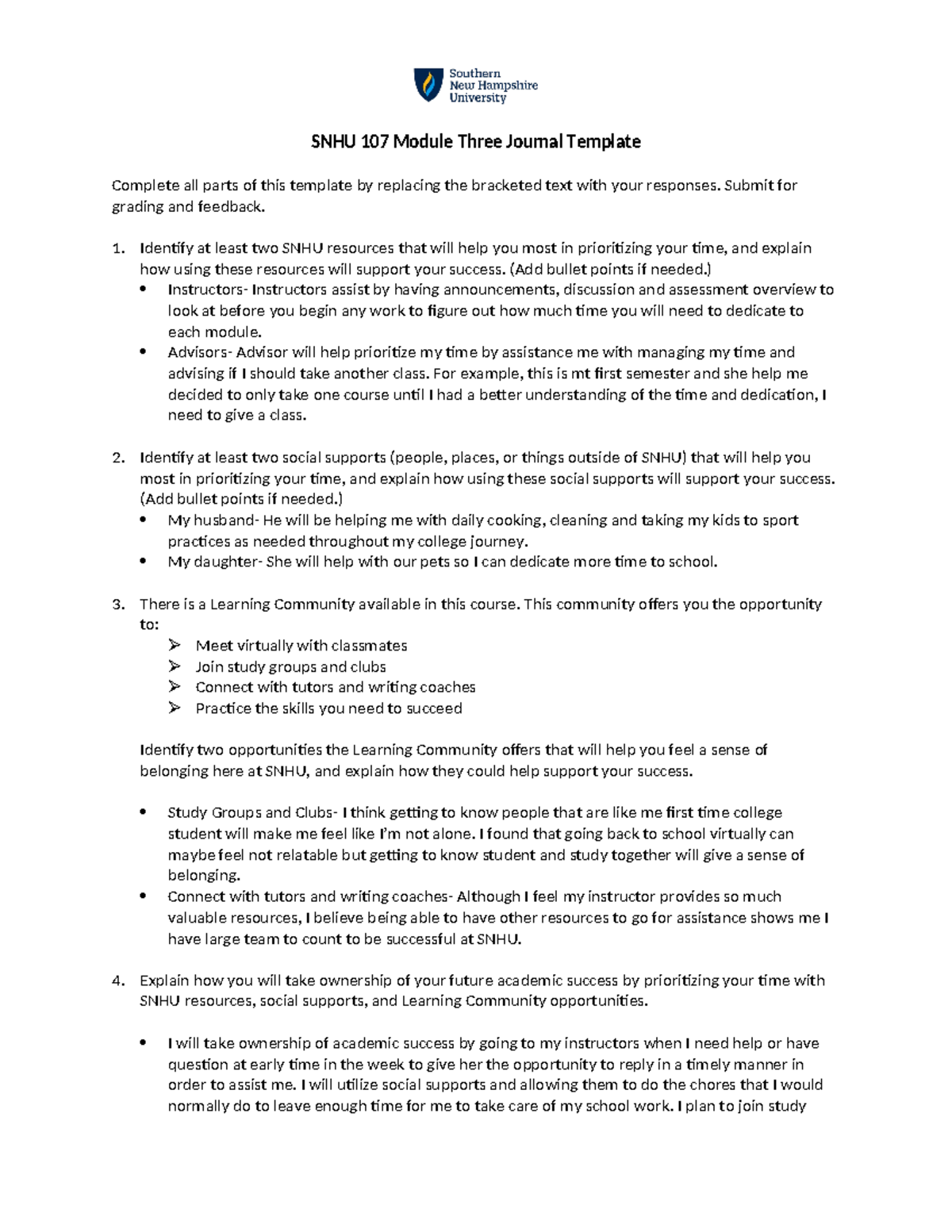 SNHU 107 Module Three Journal Template - SNHU 107 Module Three Journal ...