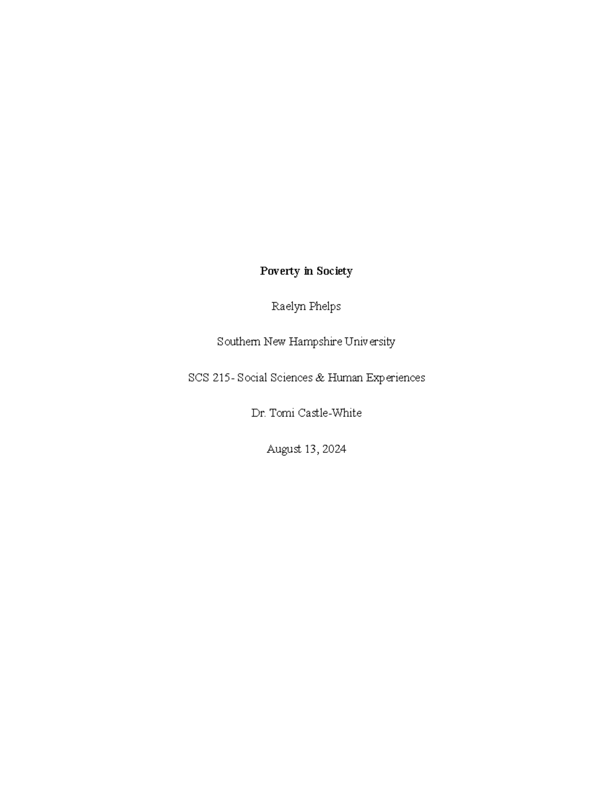 SCS 215 Module 7 Project: Analyzing Poverty in Society - Studocu