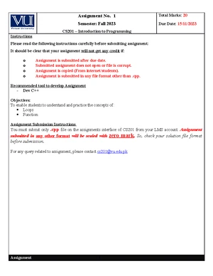 Quiz 1 Overview - Key Concepts in C/C++ for CS201P - Studocu
