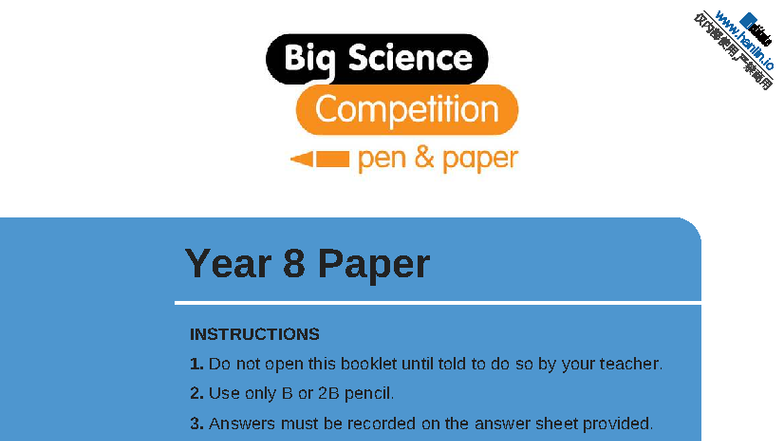 Year 8 Big Science Competition Sample Questions and Answers - Studocu