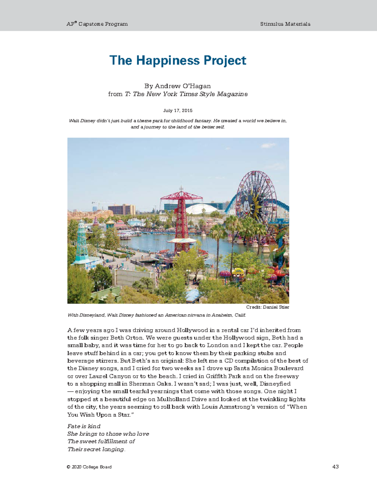 AP® Capstone: The Happiness Project by Andrew O'Hagan (2015) - Studocu