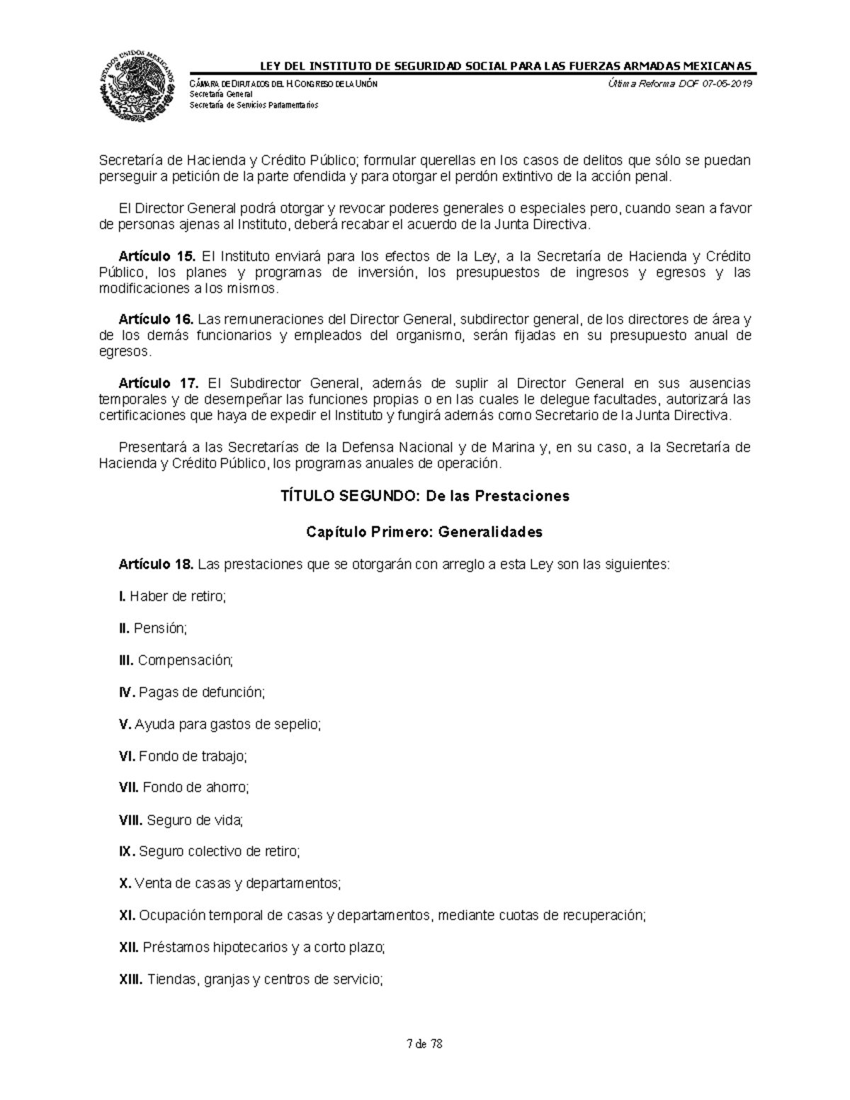 Ley del ISSFAM: Seguridad Social para Fuerzas Armadas Mexicanas - Studocu
