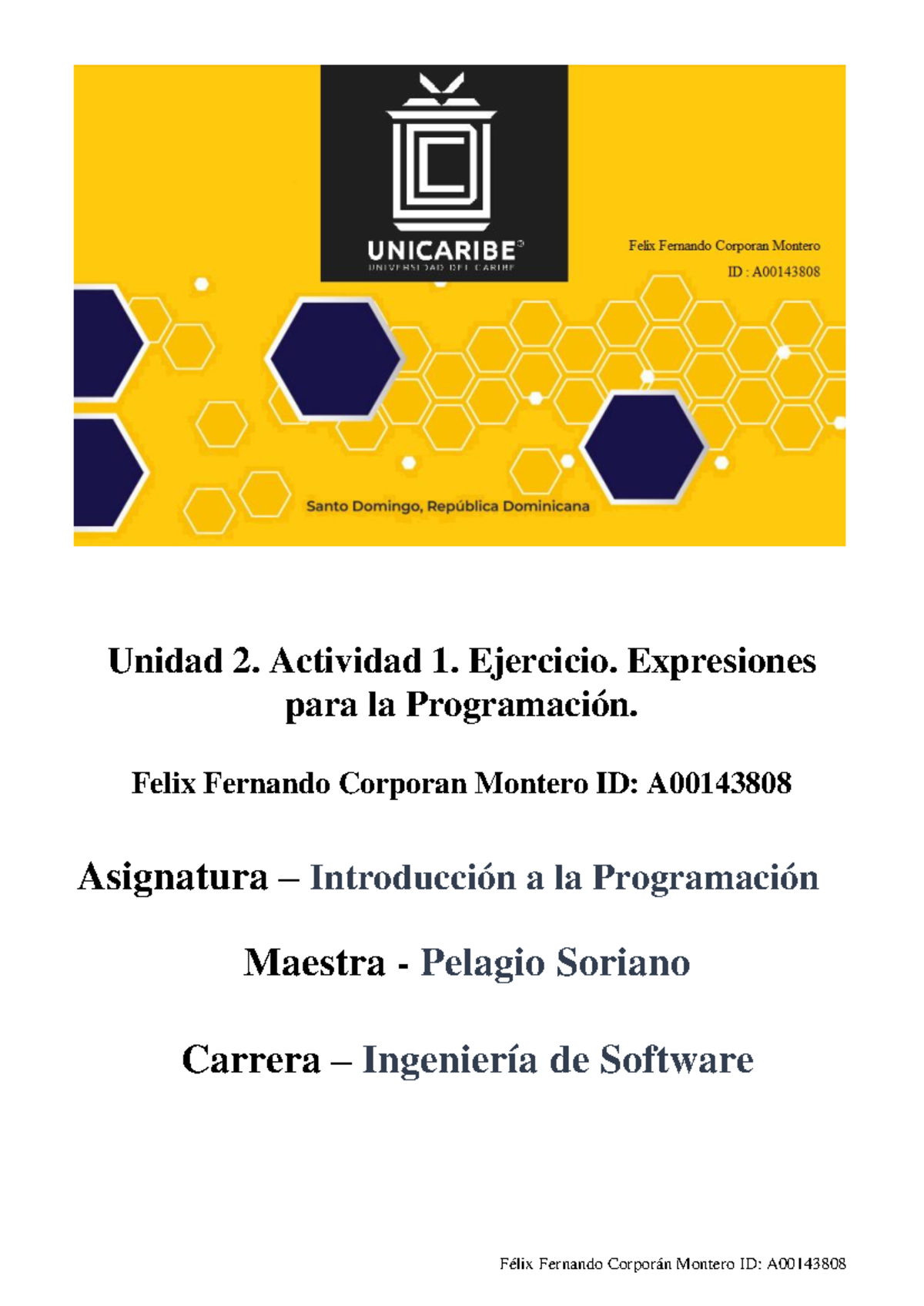 Unidad 2. Actividad 1. Ejercicio sobre Expresiones en Programación ...