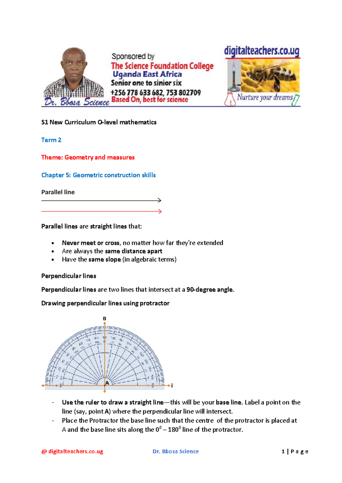 S1 O Level Math: Chapter 5 - Geometric Construction Skills - Studocu