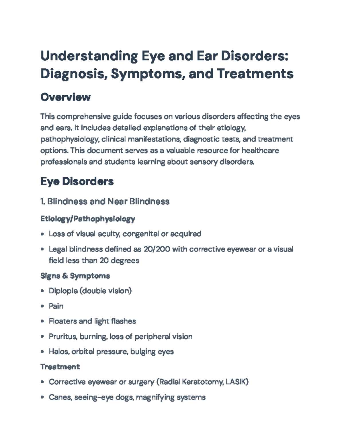 Understanding Eye and Ear Disorders: Diagnosis, Treatments, and Tests ...