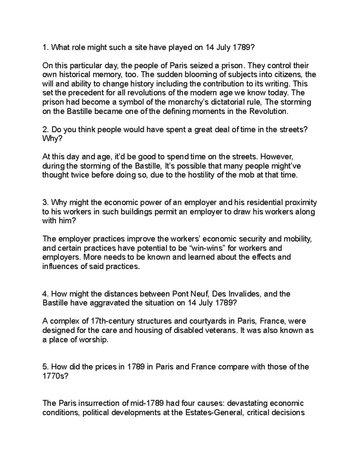 History 2 - Assignment on the Storming of the Bastille - Studocu