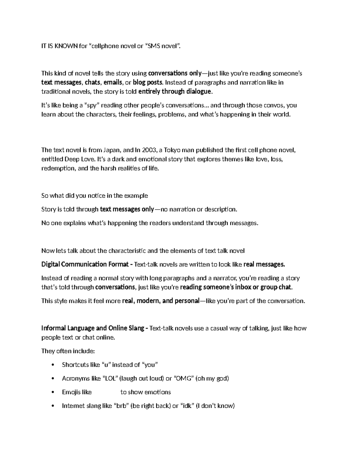 TEXT TALK Novels Report: Exploring Digital Communication in Literature ...
