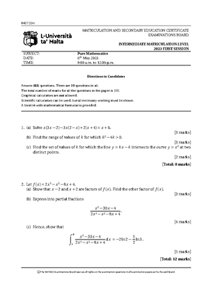 2020May - Past paper practice - IM27 MATRICULATION AND SECONDARY ...