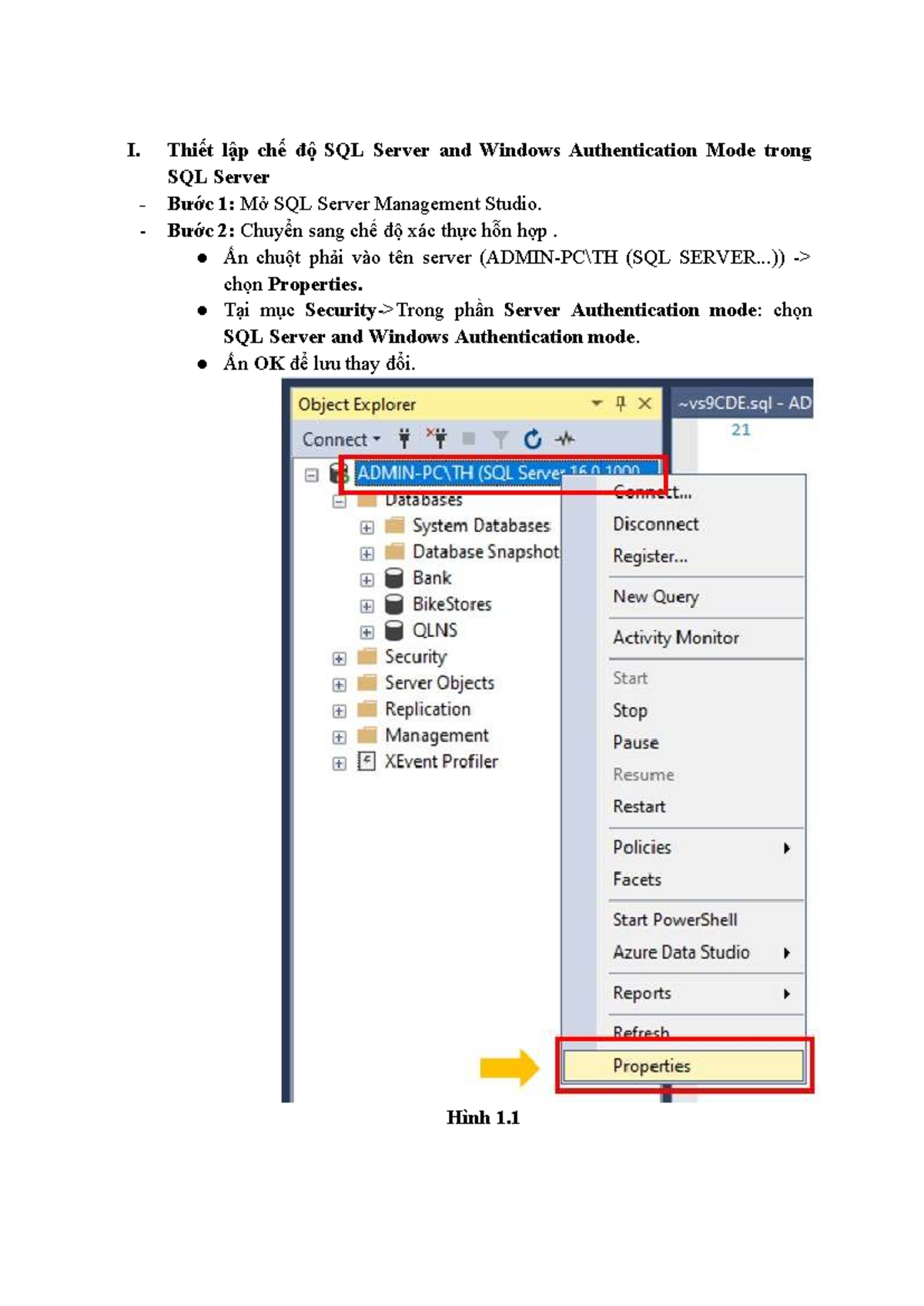 Hướng Dẫn Thiết Lập SQL Server và Phân Quyền Người Dùng R5 - Studocu