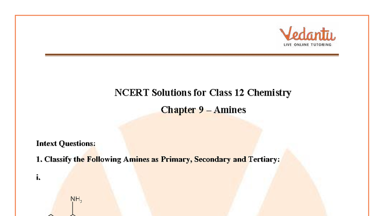 NCERT Solutions for Class 12 Chemistry Chapter 13: Amines - Studocu