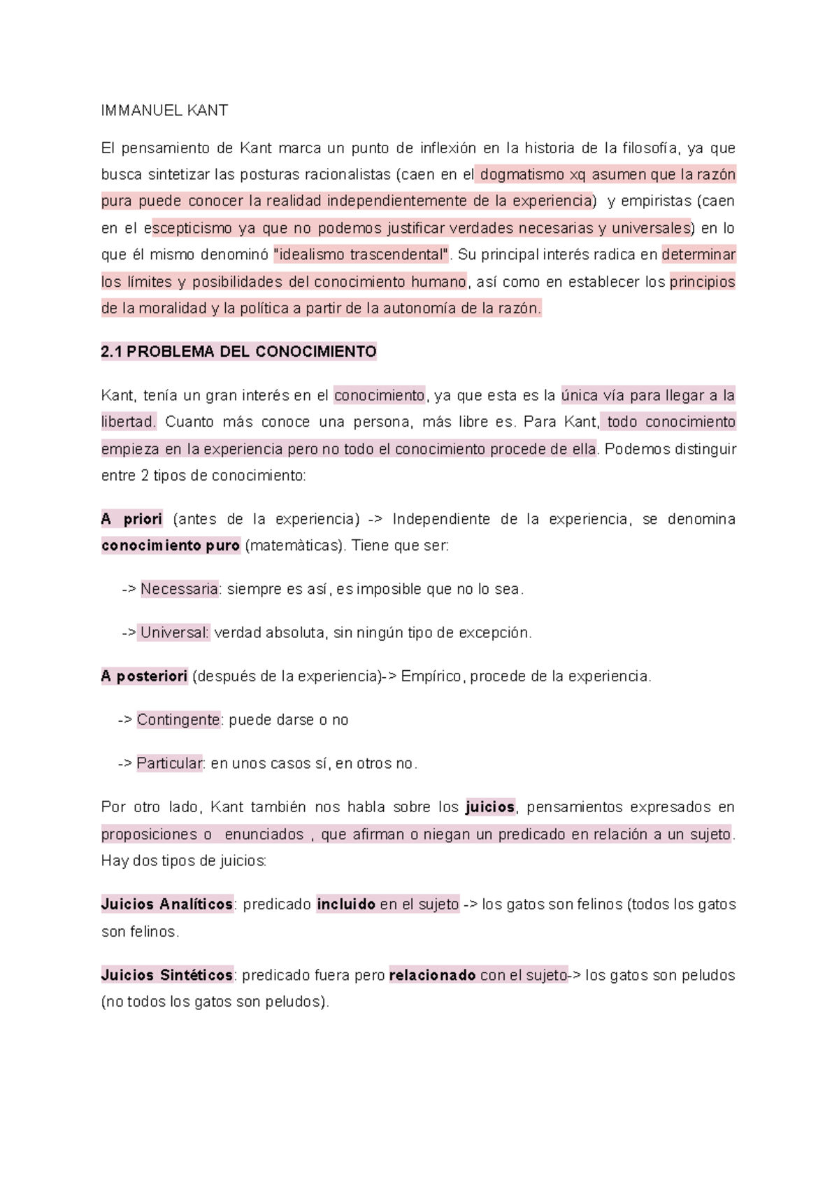 KANT: Teoría del Conocimiento y Metafísica - PAU 2025 - Studocu